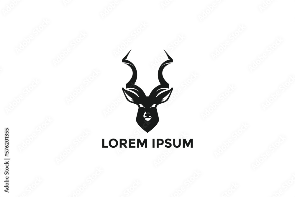 logo template Kudu head front view graphic vector. Stock Vector | Adobe ...