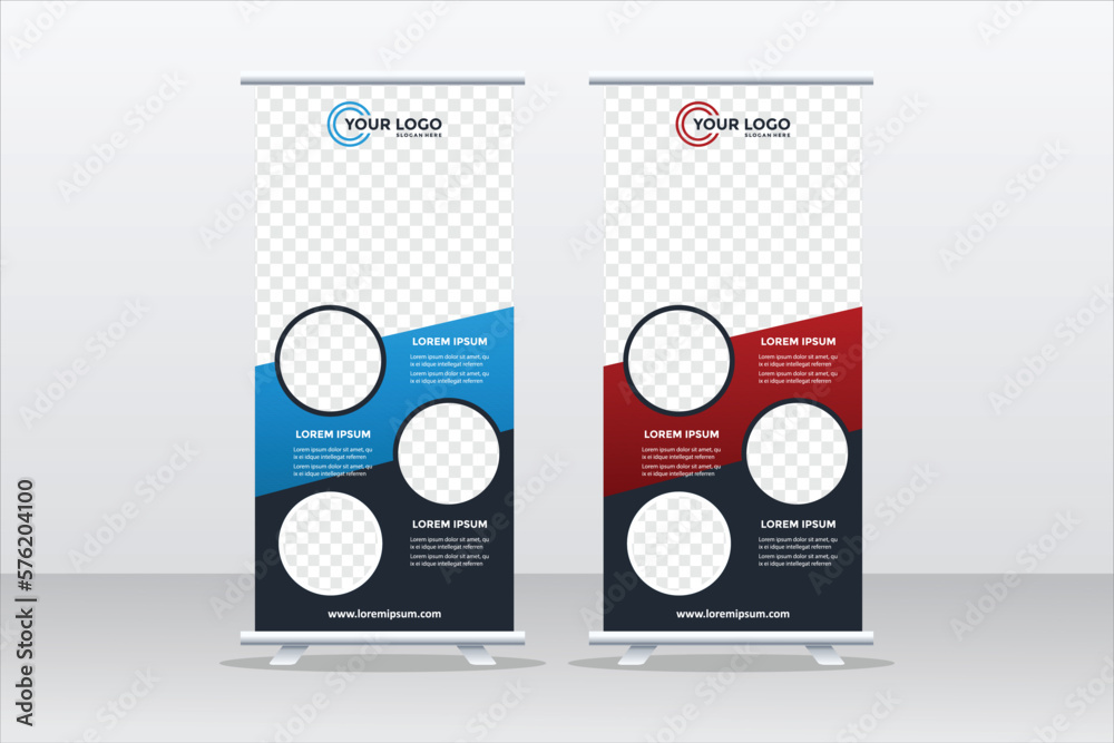 Banner roll-up design, business concept. Graphic template roll-up for ...