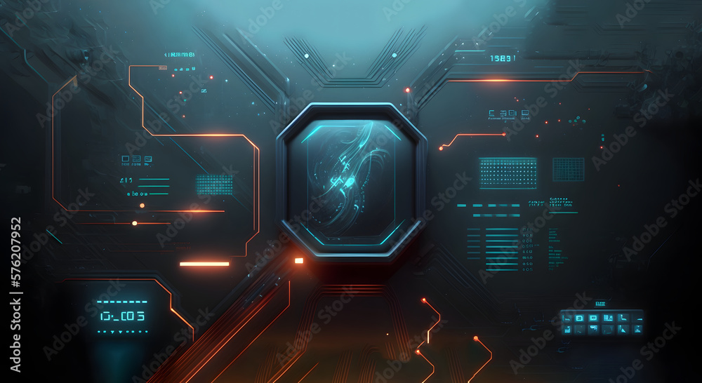 Technology abstract menu frame automotive HUD Background, glowing HUD ...