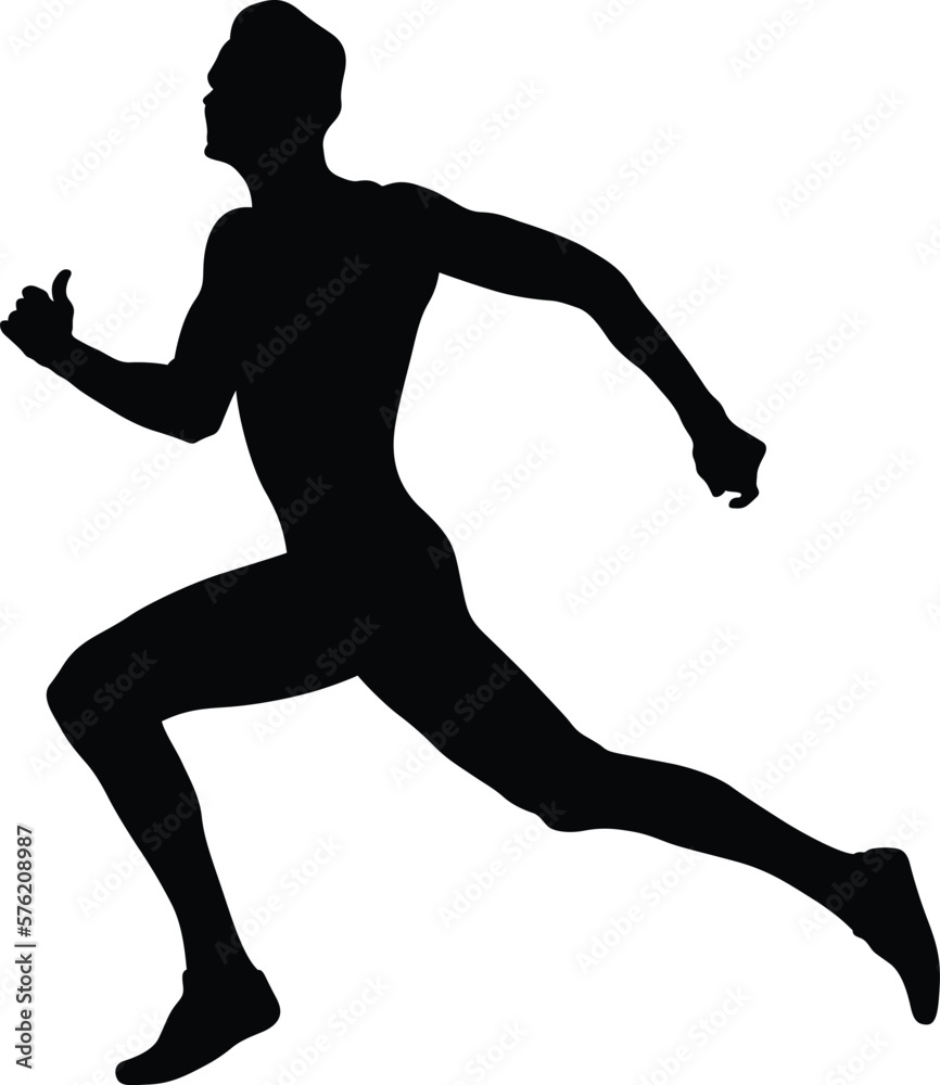 male athlete runner run race at finish line black silhouette Stock ...