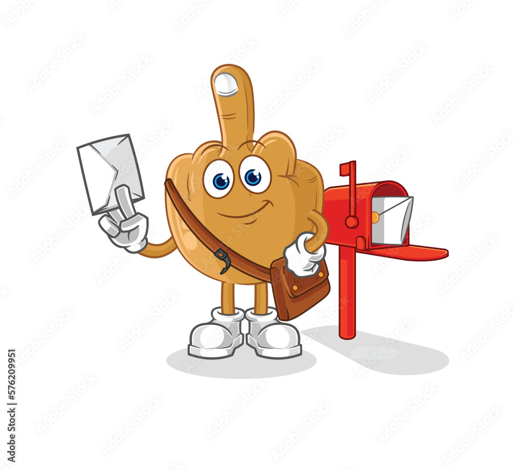middle finger postman vector. cartoon character Stock Vector | Adobe Stock