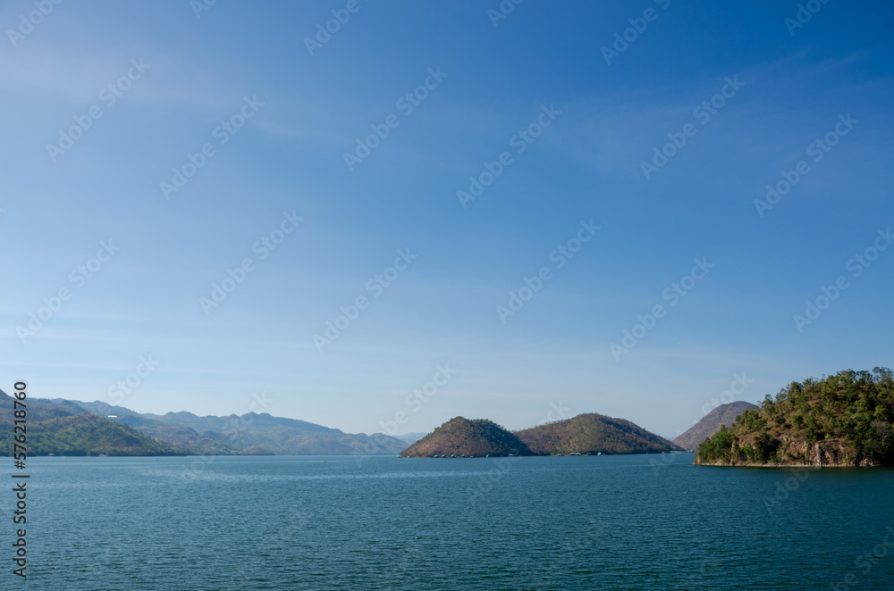 Landscape view of The Srinagarind Dam or the Srinakarin Dam in Si Sawat ...