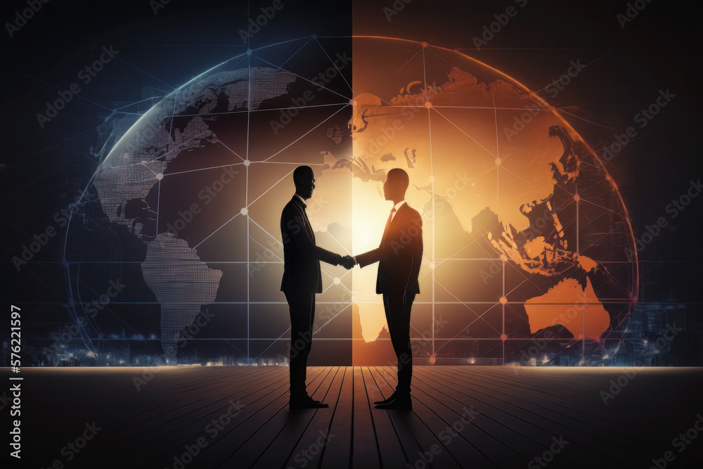 Smart logistics, Global business concept. Businessman making handshake ...