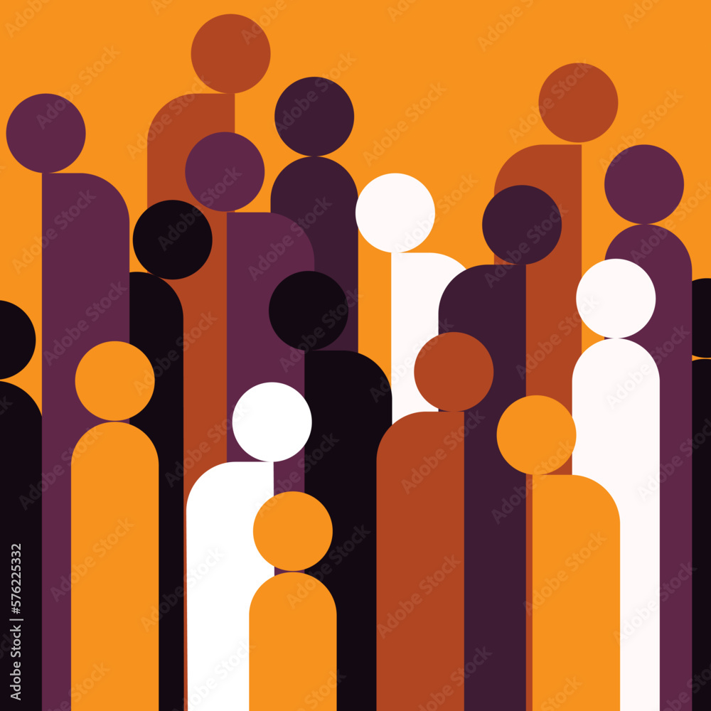 Geometric illustration of a crowd of human figures Stock Vector | Adobe ...