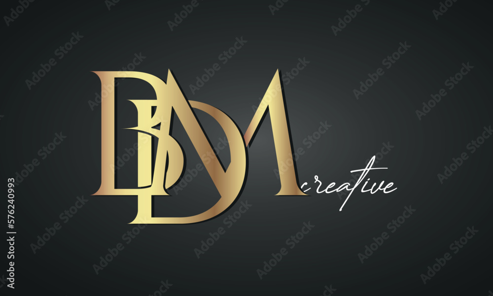 luxury letters BDM golden logo icon premium monogram, creative royal ...