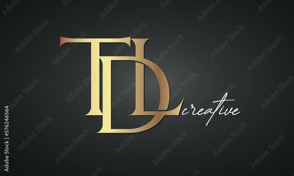 luxury letters TDL golden logo icon premium monogram, creative royal ...