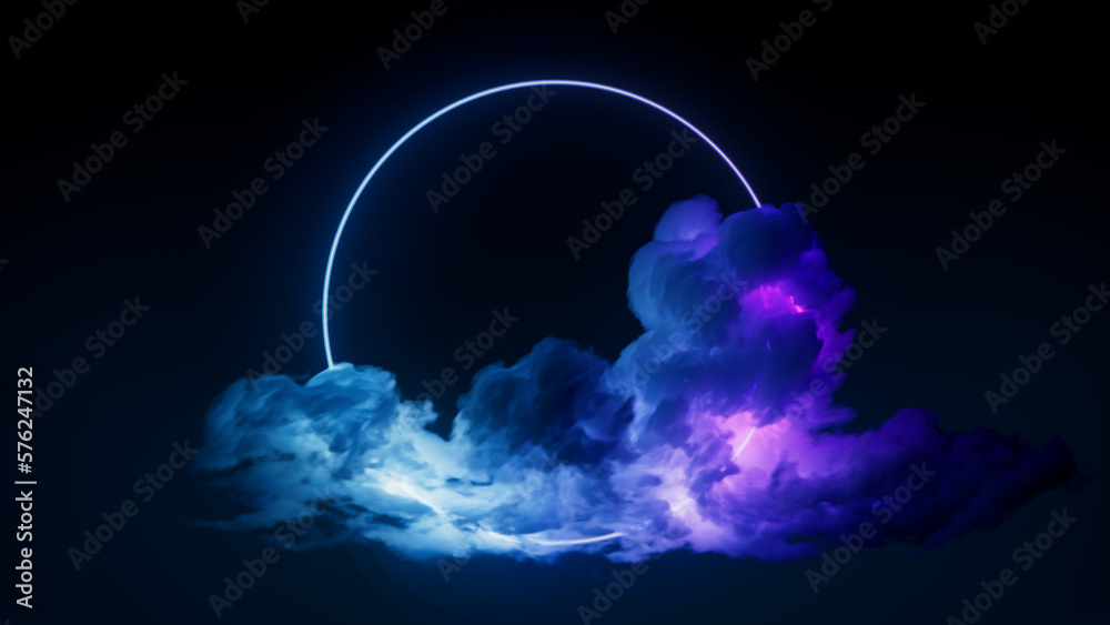Cloud Formation Illuminated with Blue and Purple Fluorescent Light ...