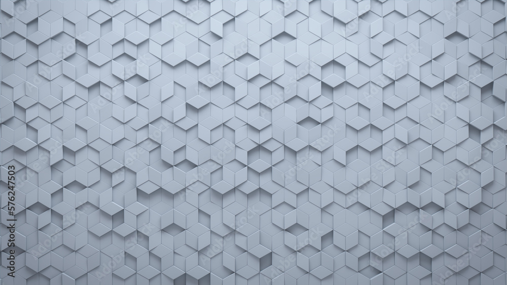 Semigloss, White Mosaic Tiles arranged in the shape of a wall ...