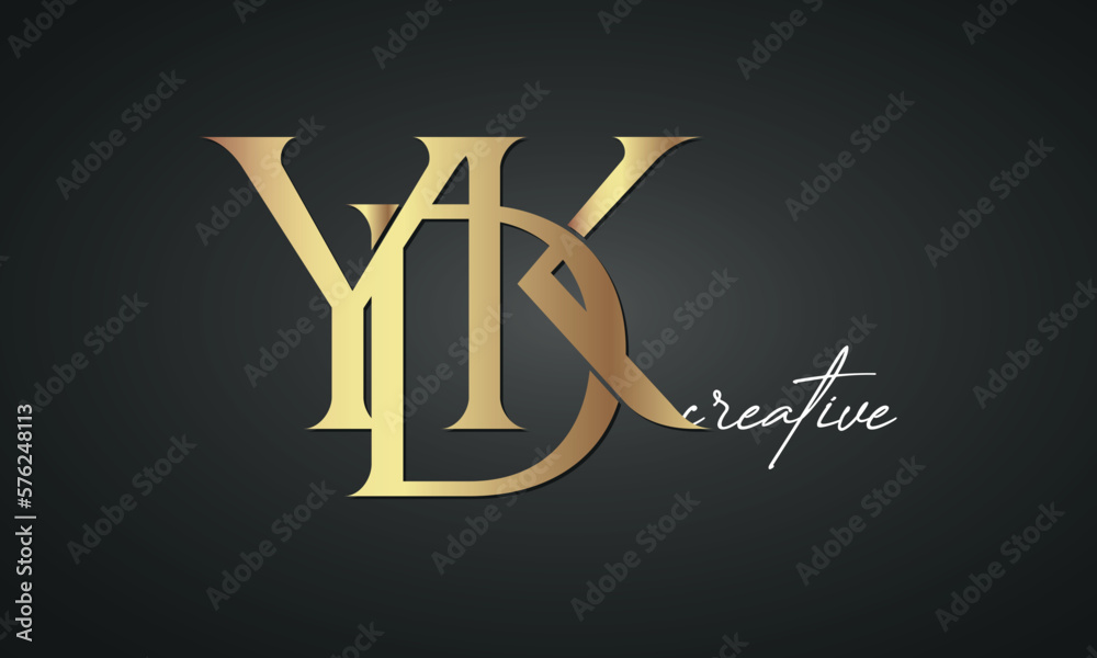 luxury letters YDK golden logo icon premium monogram, creative royal ...