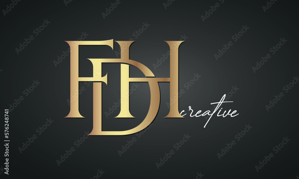 luxury letters FDH golden logo icon premium monogram, creative royal ...