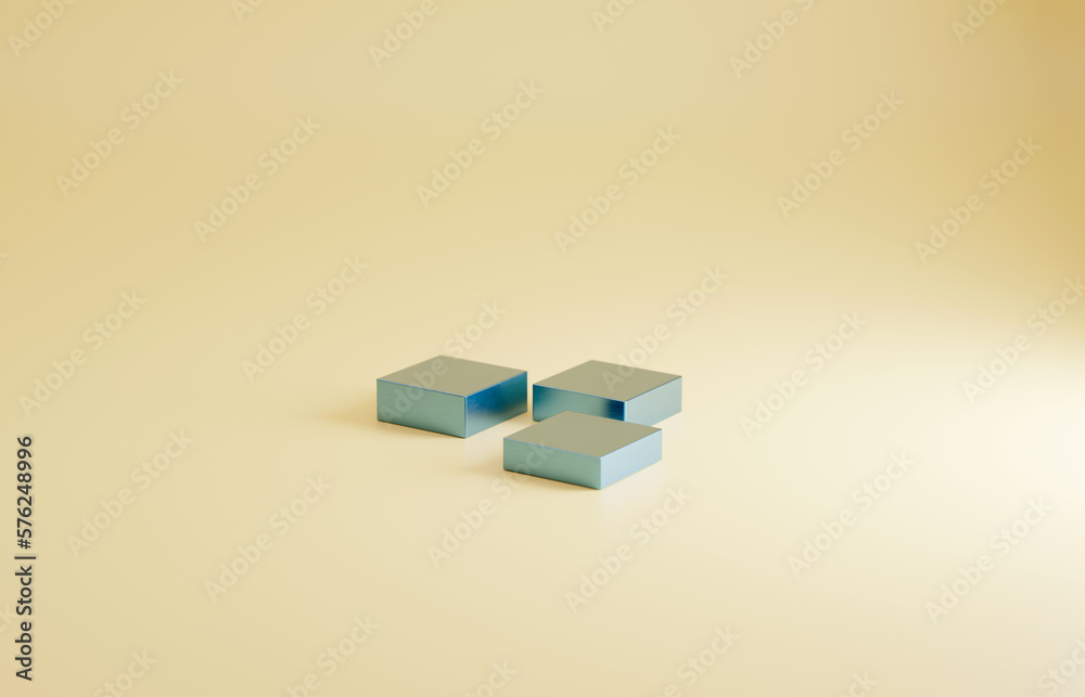 Baby blue chrome covered boxes with small bevel. Product advertising ...
