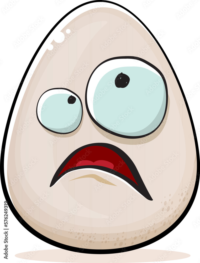 Egg character. Cartoon white egg isolated on white background. Funky ...