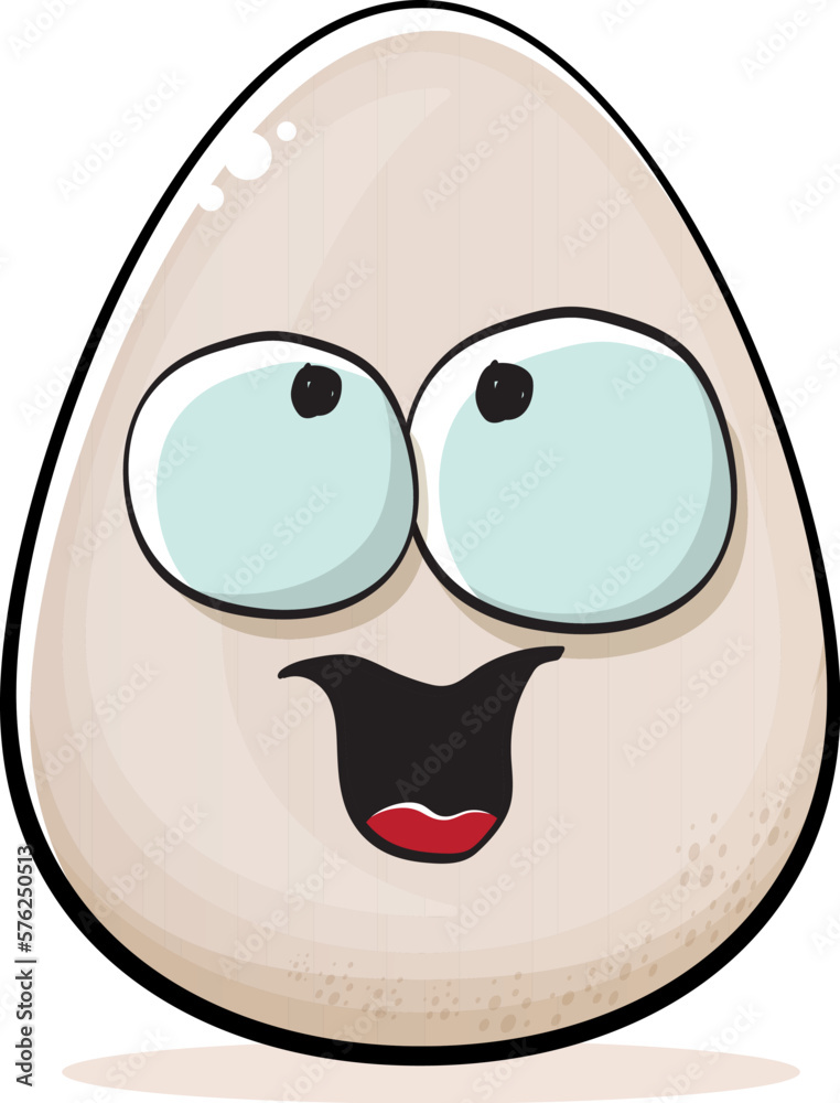 Egg character. Cartoon white egg isolated on white background. Funky ...