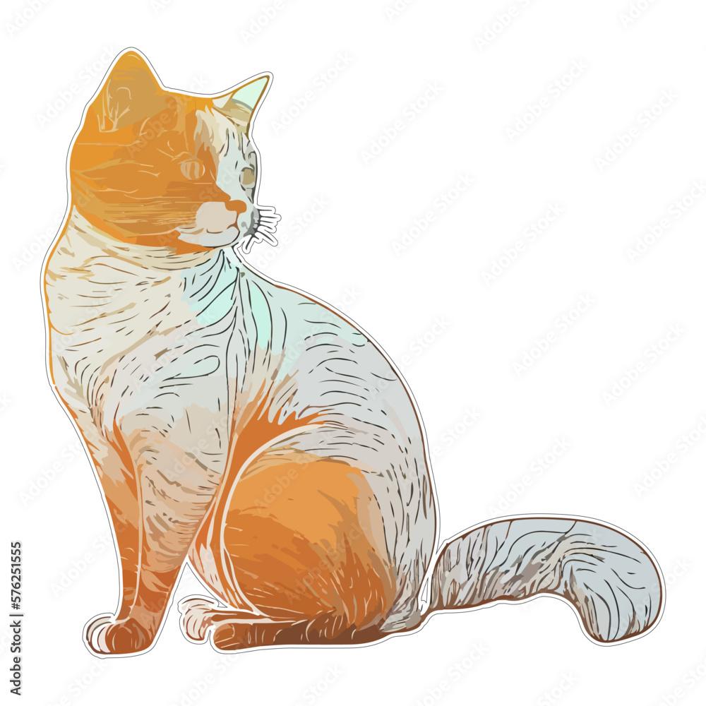 Cute cat in vector format with a contour for cutting, which facilitates ...
