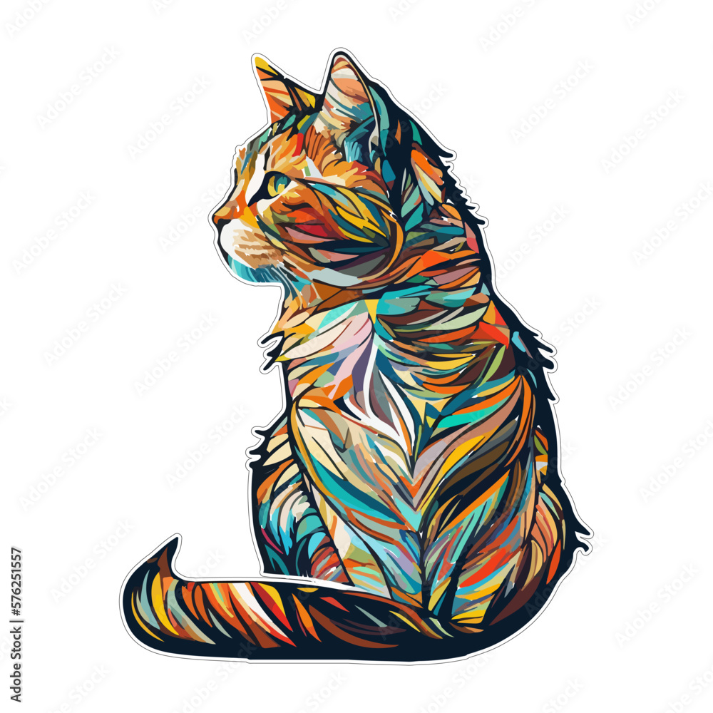 Cute cat in vector format with a contour for cutting, which facilitates ...