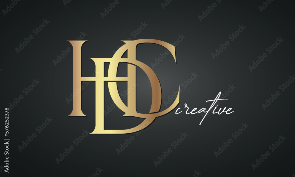 luxury letters HDC golden logo icon premium monogram, creative royal ...