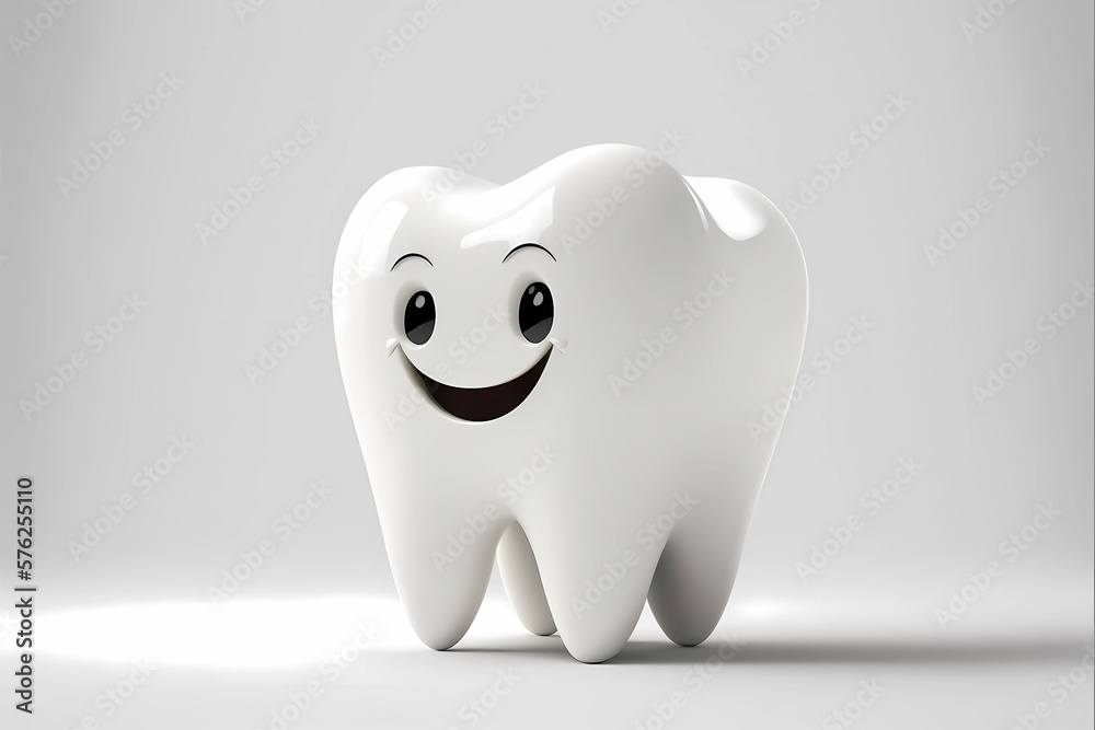 Tooth with a smiling face. 3d render. Generative ai design. Stock ...