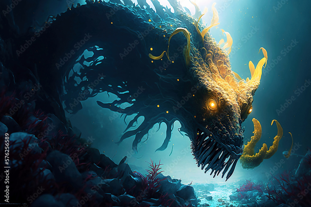 Sea monster background wallpaper created with Generative AI technology ...