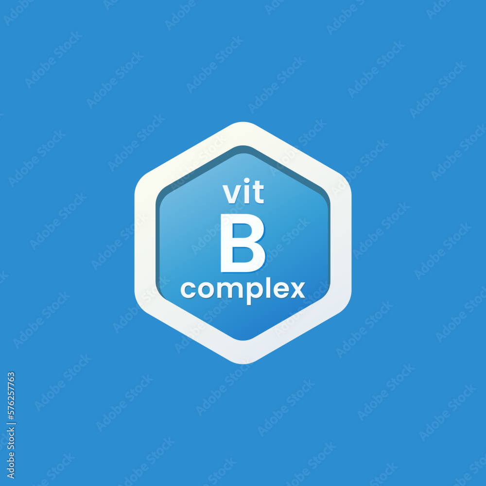 Vitamin B Complex Label Vector Or Vitamin B Complex Icon Vector Isolated On Blue Background