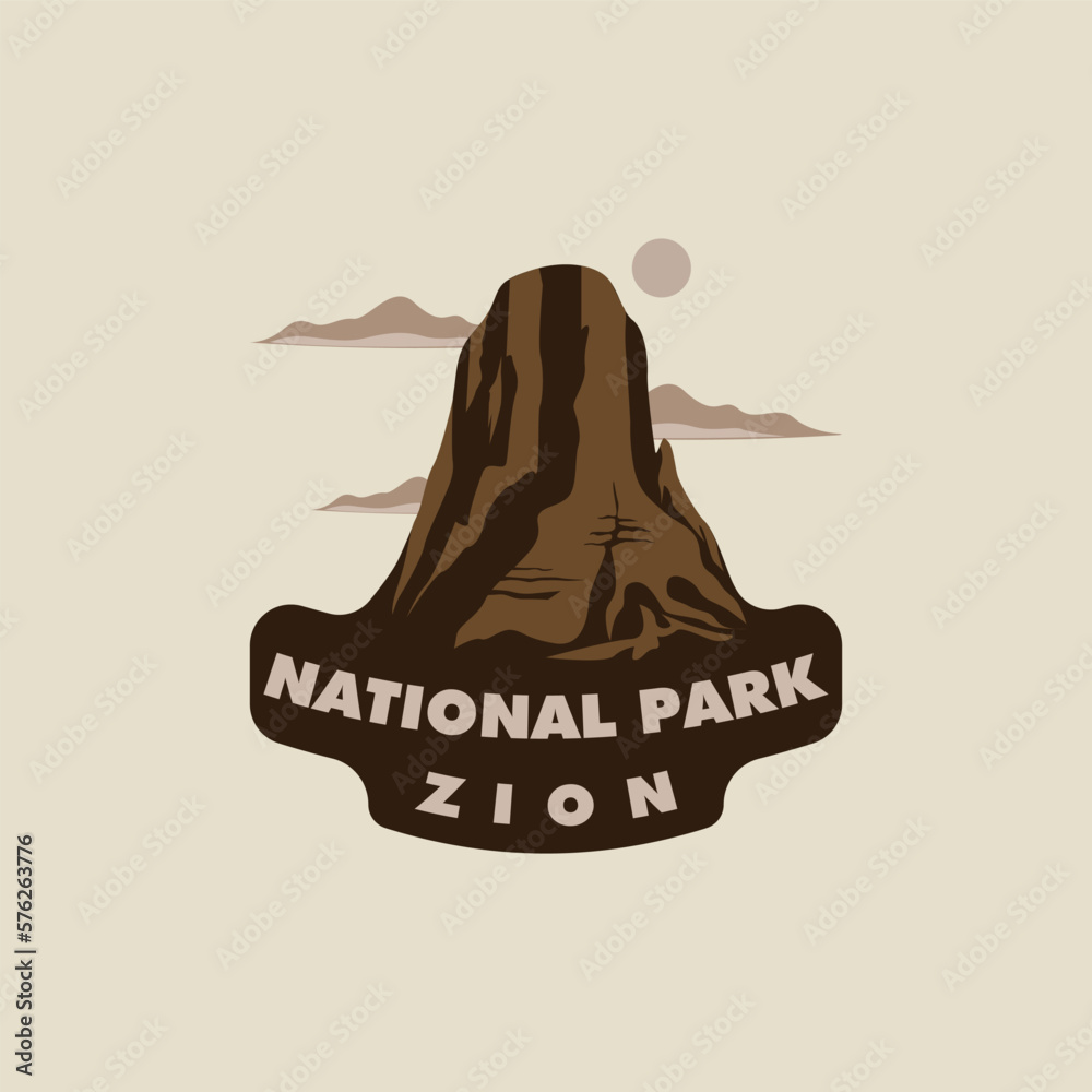 zion national park logo vintage vector illustration template icon ...