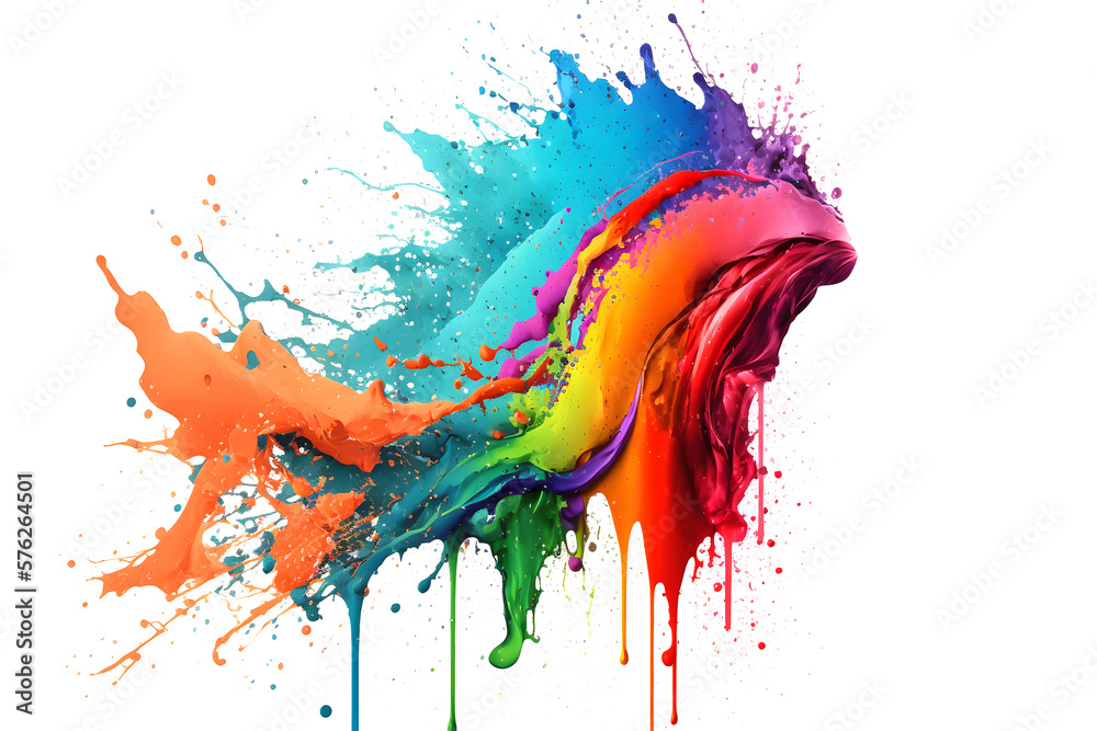 Abstract paint color splatter isolated on white background. Bunch of ...