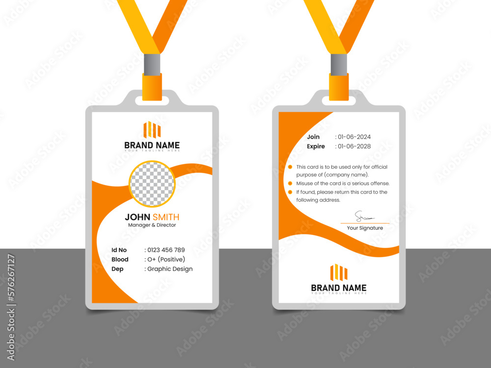 Modern orange id card design template vector Stock Vector | Adobe Stock