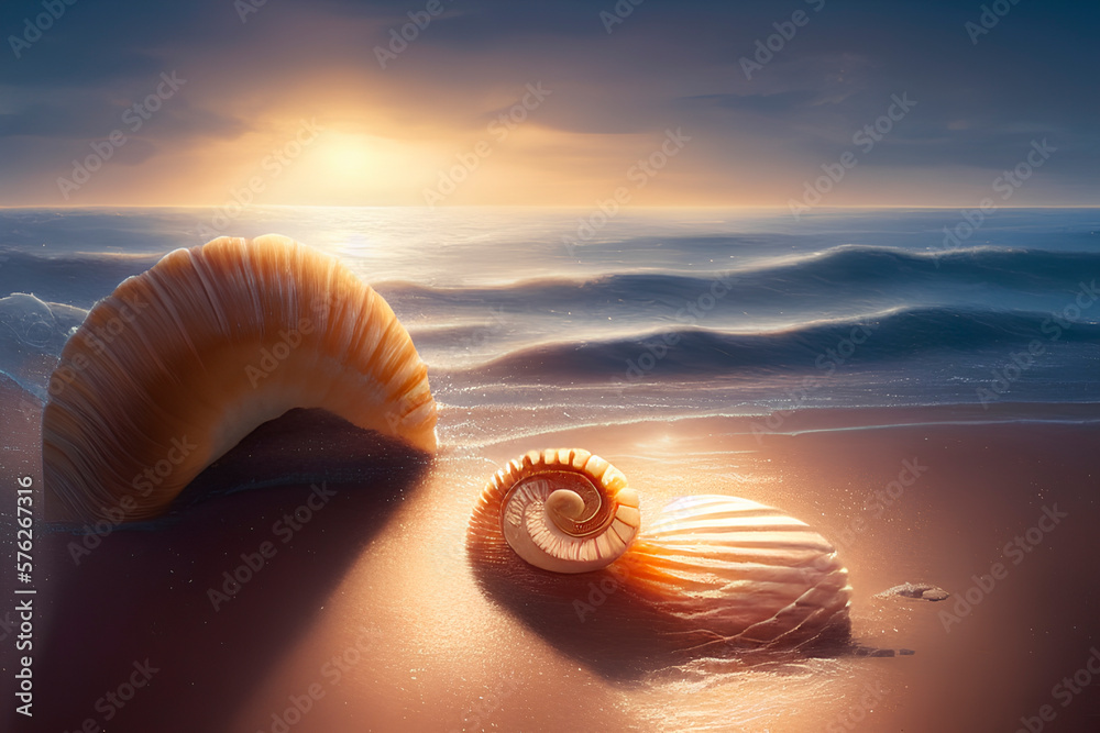 artificial intelligence generated image of the large nautilus shell and ...