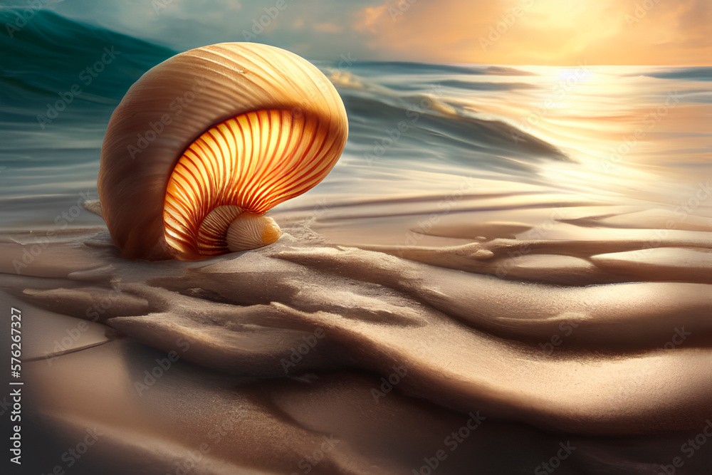 artificial intelligence generated image of the large nautilus shell and ...