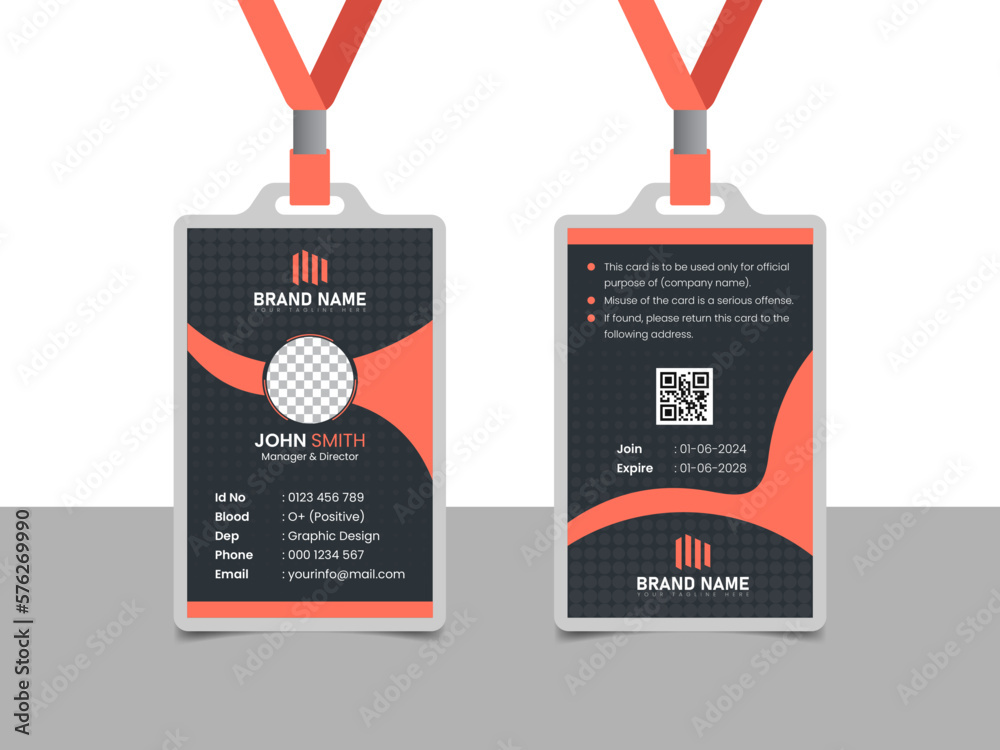 Simple and professional office id card design with a mockup Stock ...