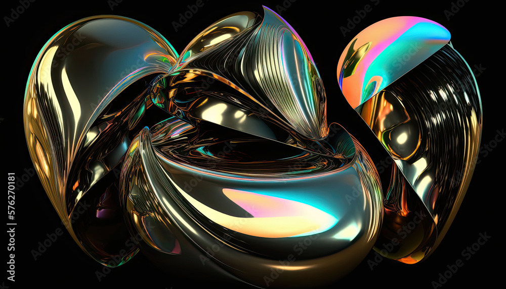 Abstract metallich shape on blank background, Generative AI Stock ...