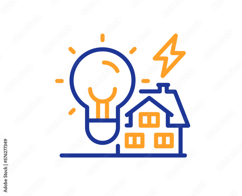 Building energy line icon. House electric power sign. Real estate ...