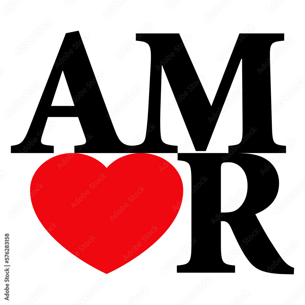 Logo del día de San Valentín. Letras de la palabra amor en texto ...