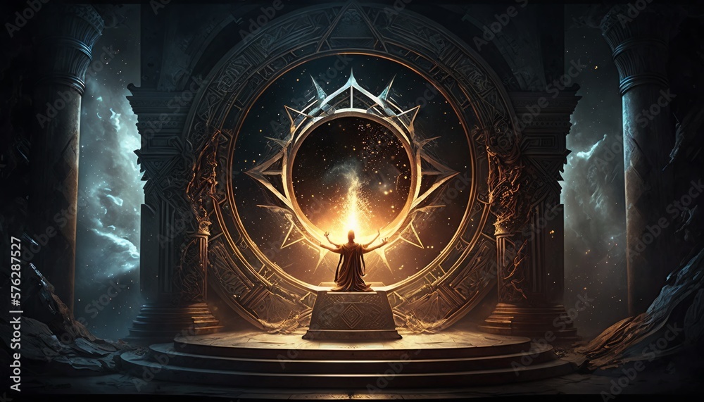 Enchanted Altar in a Fantasy World. Ritual Concept. Generative AI ...