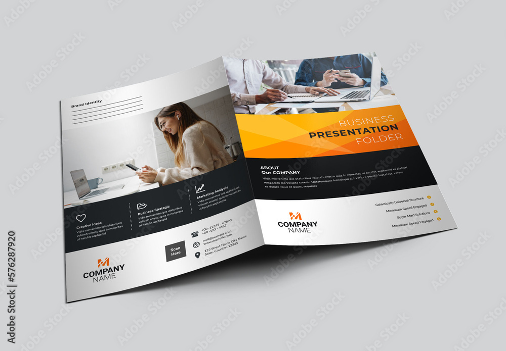 Orange Color Business Presentation Folder Design Layout Stock Template ...