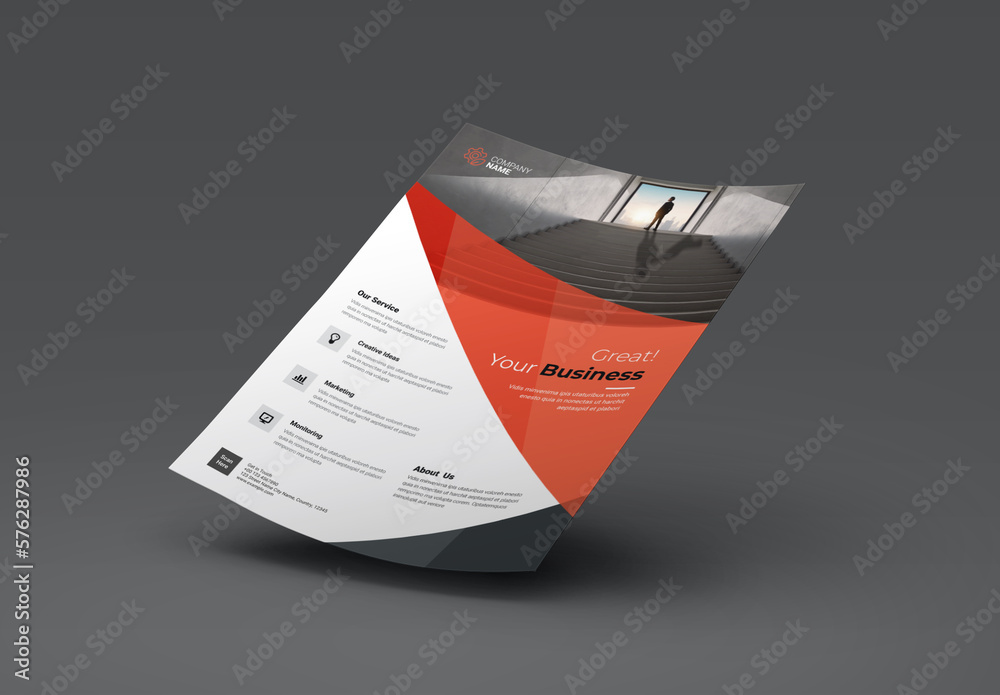 Red Color Simple Flyer and Poster Layout Stock Template | Adobe Stock