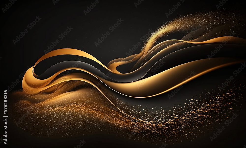 Abstract luxury swirling black gold background. Gold waves abstract ...