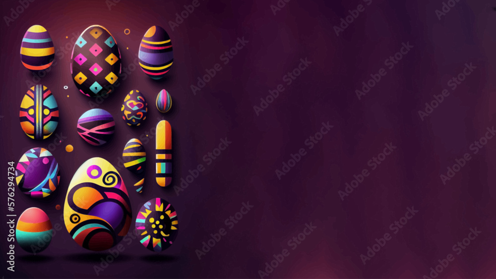 Easter eggs banner background, color, colorful, vector illustration ...