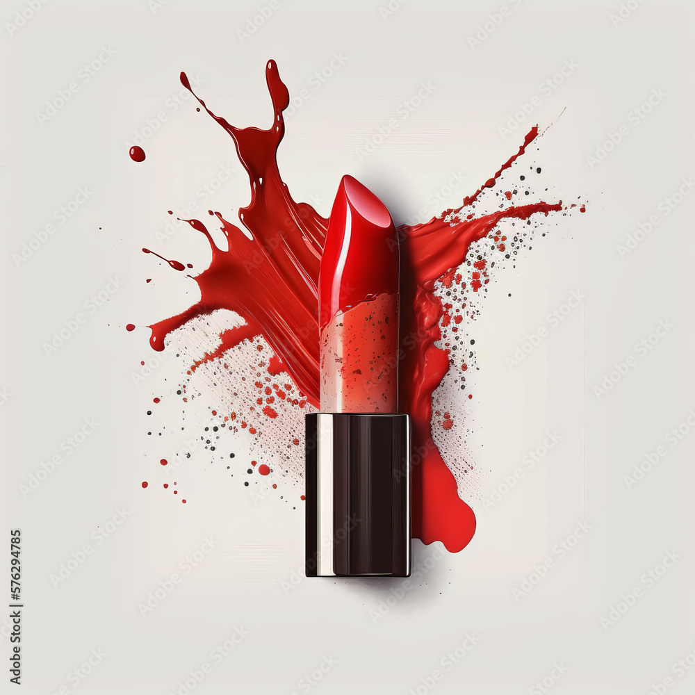 red lipstick swatch splash on transparent background Stock Illustration ...