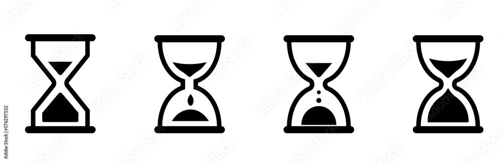 illustration of hourglass icon set on transparent background, sand ...