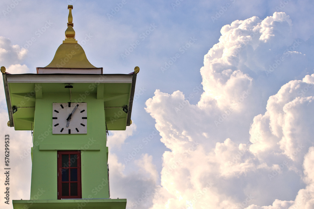 clock tower and big cloud Time concept of objects and nature Stock ...