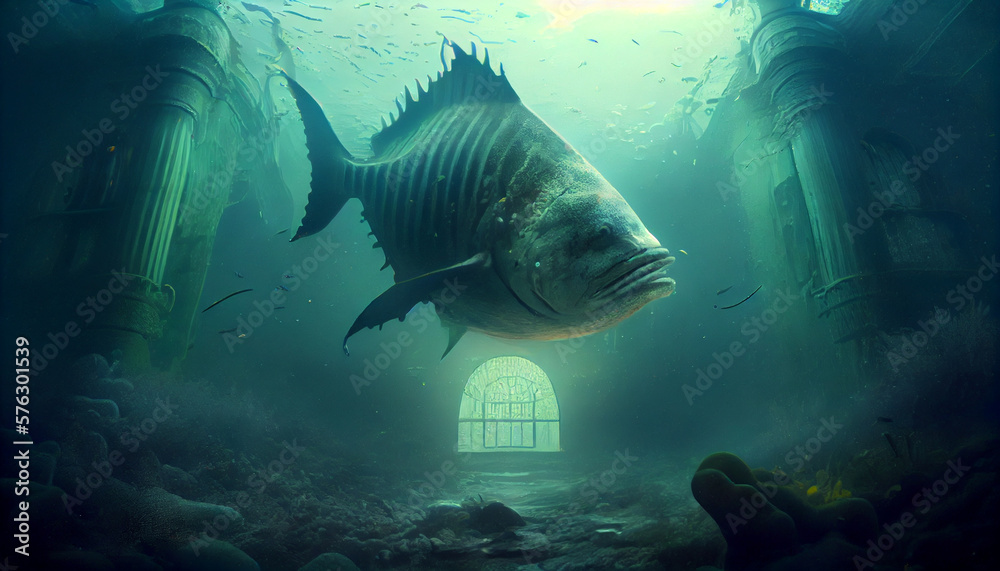 Art post-apocalypse underwater. Post-apocalyptic landscape, underwater ...