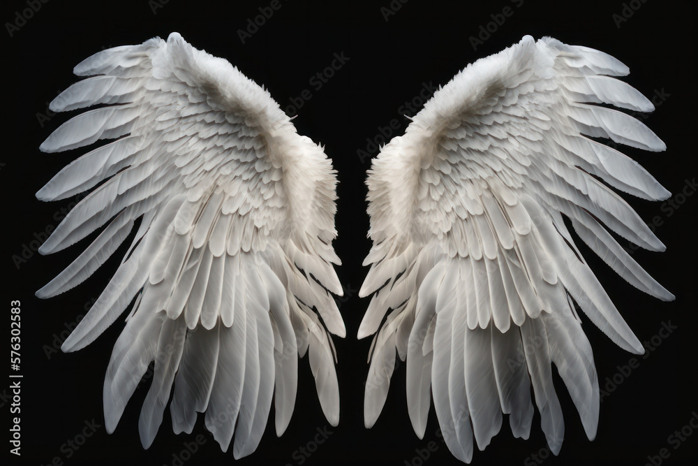 white angel wings natural on both sides front view photograph Stock Illustration | Adobe Stock