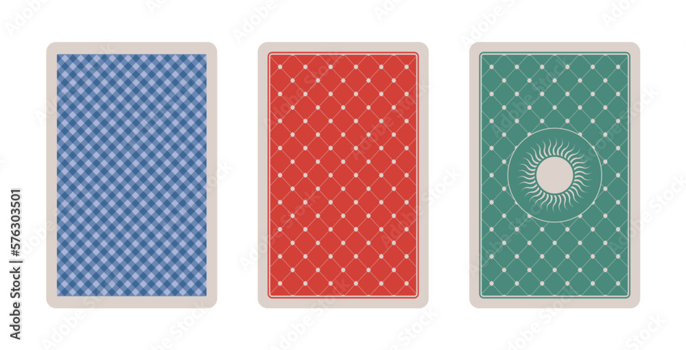 Set of illustrated playing card back designs isolated on white ...