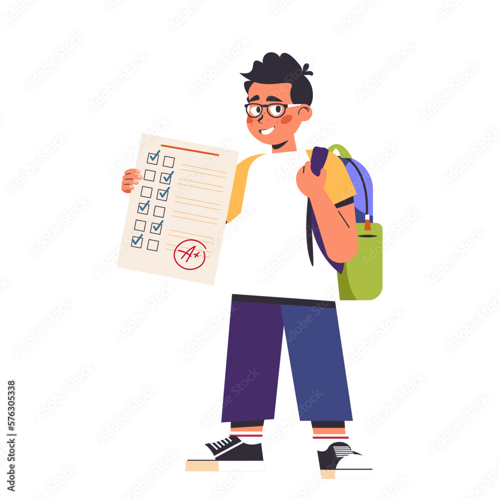 Success in studying, excellent school pupil concept. Smiling school ...