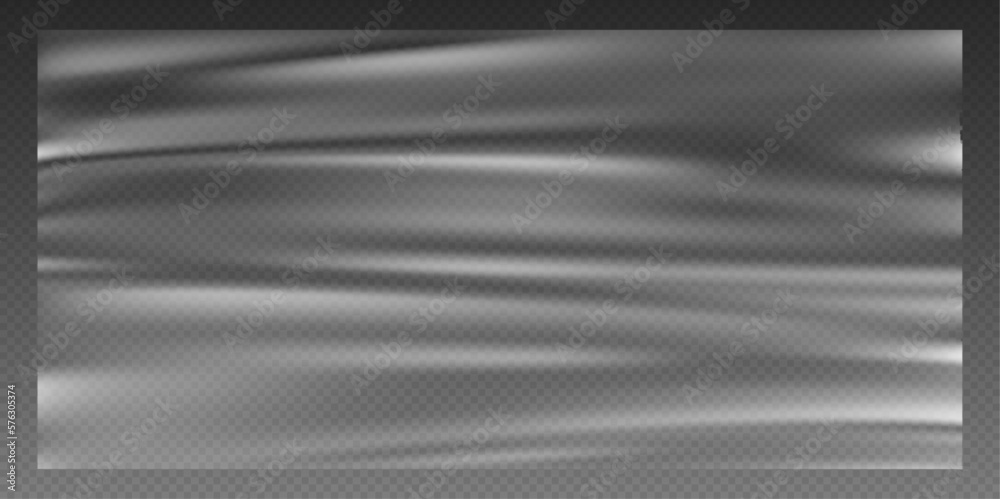 Plastic film, realistic stretch wrap, wrinkled polyethylene texture ...