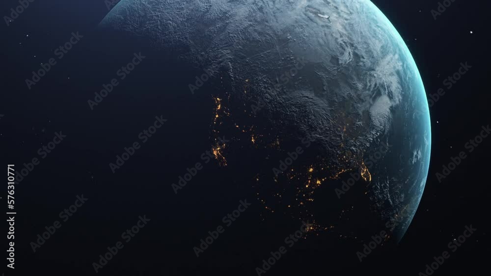 3D Planet Earth Animation. View From Space showing Realistic Earth ...