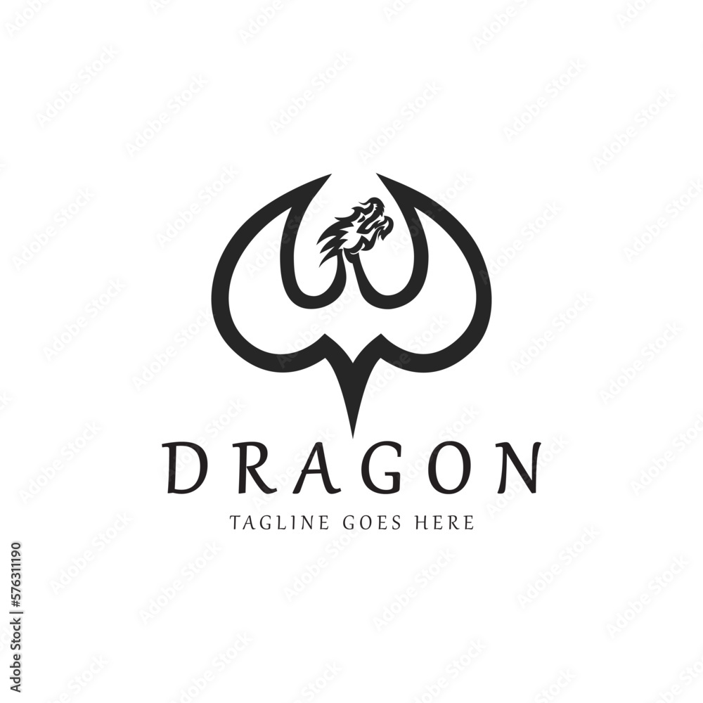 Dragon logo design template. Vector illustration Stock Vector | Adobe Stock