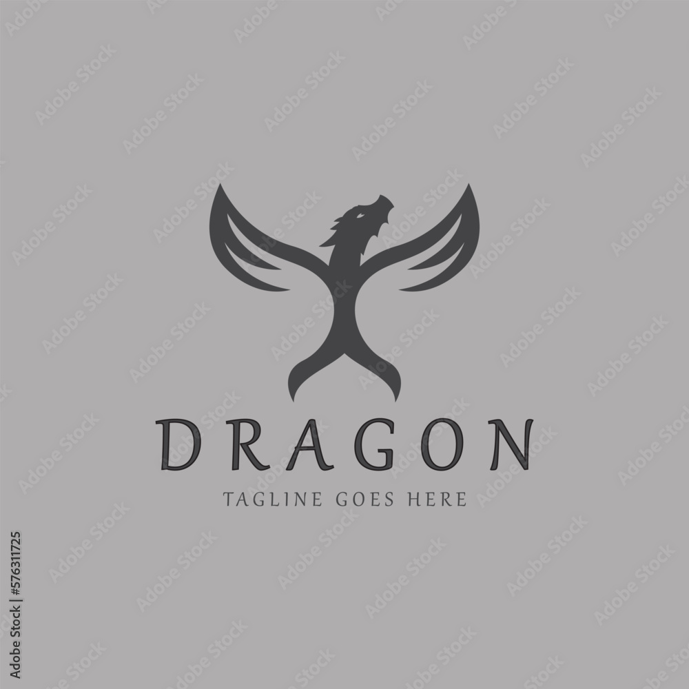 Dragon logo design template. Vector illustration Stock Vector | Adobe Stock