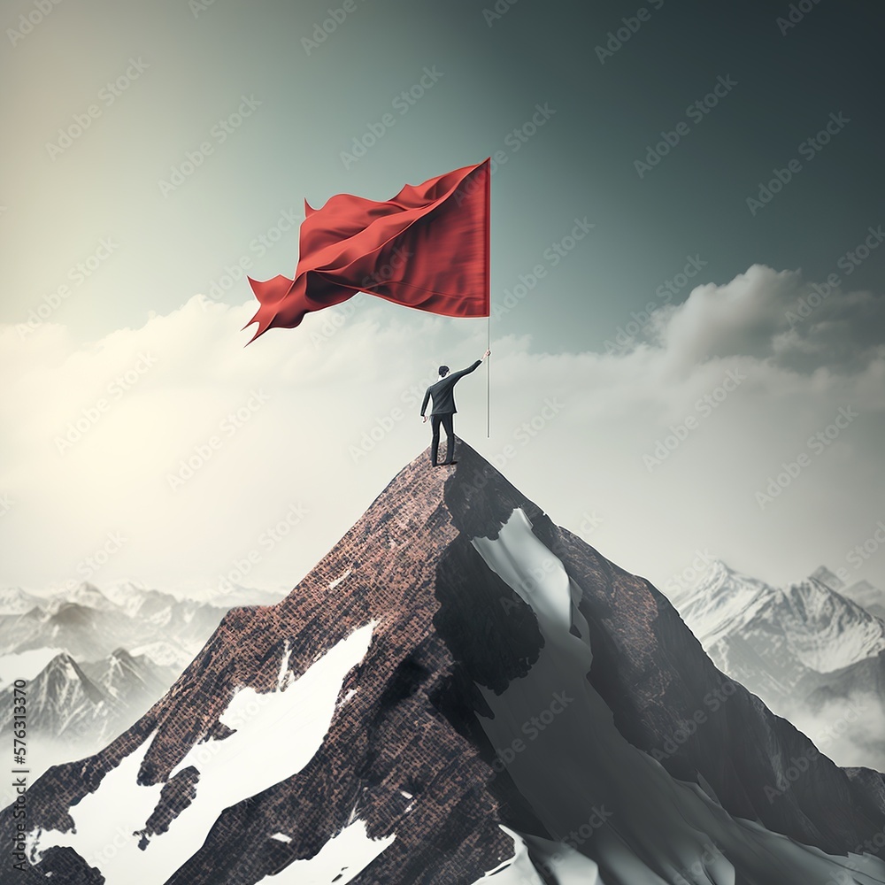 Business success challenge and climbing a high mountain metaphor as a ...