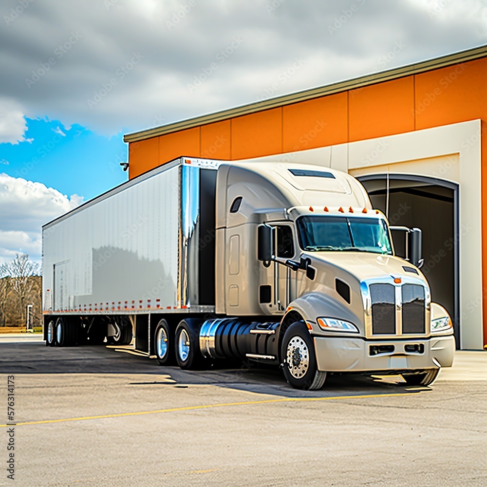 Large Semi Tractor-Trailer Delivery Truck at the Opening of a ...